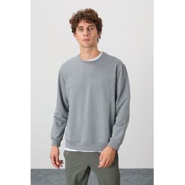 Herren Unifarben Rundhals-Sweatshirt