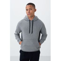 Herren einfarbiger Kapuzenpullover mit Tasche