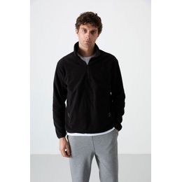 Herren Slim Fit Halb-Rei&szlig;verschluss Pl&uuml;sch Sweatshirt