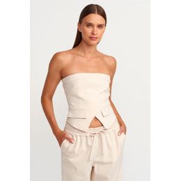 Tr&auml;gerloses, tailliertes Crop-Top mit Rei&szlig;verschluss