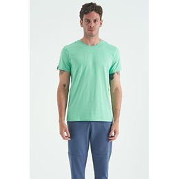 Herren Baumwolle Elasthan Rundhals T-Shirt