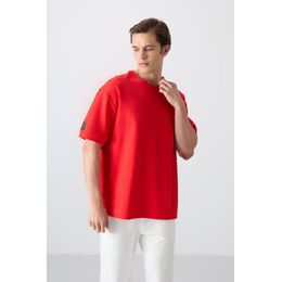 Herren Oversized Crew-Neck T-Shirt mit Patch