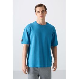 Herren Oversized Rundhals T-Shirt mit Patch