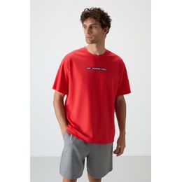 &Uuml;bergr&ouml;&szlig;e Bedrucktes Rundhals-T-Shirt