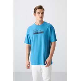 &Uuml;bergr&ouml;&szlig;en T-Shirt aus Baumwollmischung mit Print