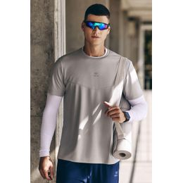 Herren Unifarbenes Polyester Rundhals-T-Shirt