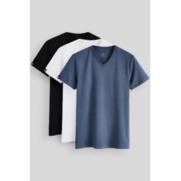 Herren Baumwolle Elastan V-Ausschnitt T-Shirt
