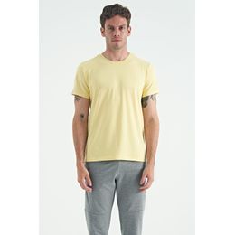Herren Baumwolle Elasthan Rundhalsausschnitt T-Shirt