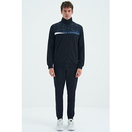Bedrucktes Sweatshirt mit Rei&szlig;verschlusskragen und Hosen-Set