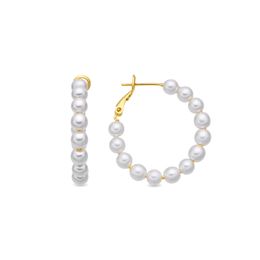 Luxenter White Pearl Ohrringe aus 18 Karat Gelbgold &ndash; Rabak