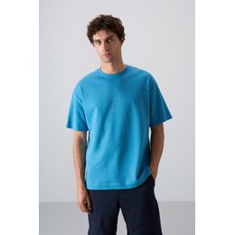 &Uuml;bergr&ouml;&szlig;iges Baumwoll-Mix Rundhals-T-Shirt