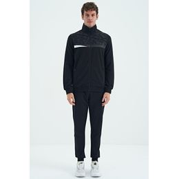 Bedrucktes Sweatshirt mit Rei&szlig;verschlusskragen und Hose Set