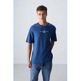Oversized Baumwollmischung Rundhals-T-Shirt
