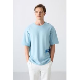 Oversized Baumwollmix Rundhalsausschnitt T-Shirt