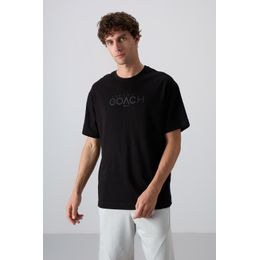Oversized Logo-Patch Rundhalsausschnitt T-Shirt