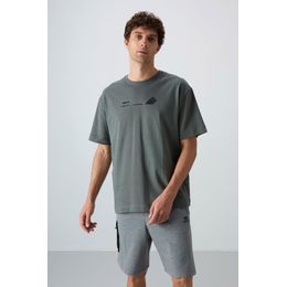 Oversized Baumwoll-Polyester Rundhalsausschnitt T-Shirt