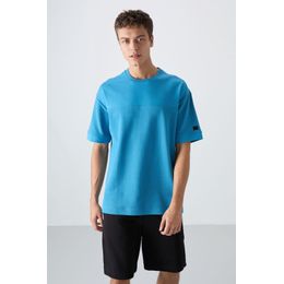Oversized Baumwollmischung Rundhals-T-Shirt