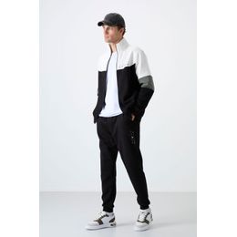 Herren Farbblockiertes Zip-Sweatshirt und Hose Set
