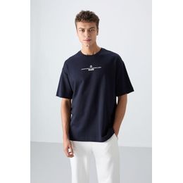 &Uuml;bergro&szlig;es Baumwollmischung Rundhals-T-Shirt