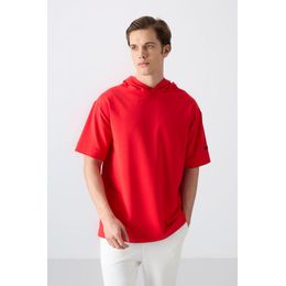 &Uuml;bergro&szlig;es Kapuzen-T-Shirt mit kurzen &Auml;rmeln