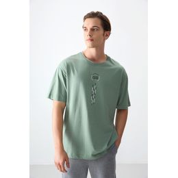 &Uuml;bergro&szlig;es Baumwoll-Crewneck-T-Shirt