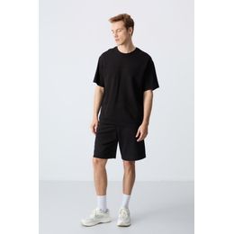 Herren Oversized Baumwollmischung T-Shirt und Shorts Set