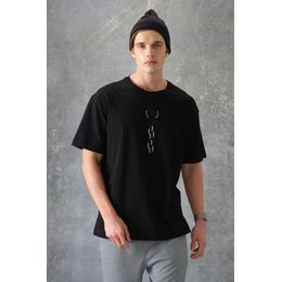 &Uuml;bergro&szlig;es Baumwoll-Crewneck-T-Shirt