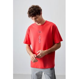 &Uuml;bergro&szlig;es Baumwoll-Crewneck-T-Shirt