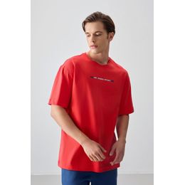 &Uuml;bergro&szlig;es Baumwoll-Crewneck-T-Shirt