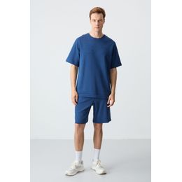 Herren Oversized Baumwollmischung T-Shirt und Shorts Set