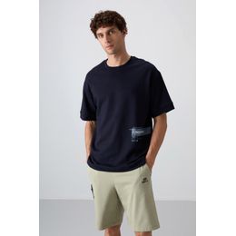 &Uuml;bergro&szlig;es Baumwollmischung Rundhals-T-Shirt