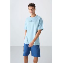 &Uuml;bergro&szlig;es Baumwollmischung Rundhalsshirt