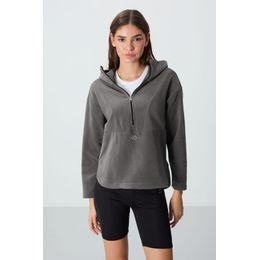 &Uuml;bergr&ouml;&szlig;e Fleece Hoodie mit halb geschlossenem Rei&szlig;verschluss