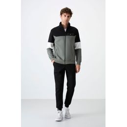 Herren-Farbblockiertes Zip-Sweatshirt- und Hosen-Set