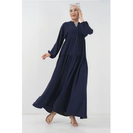 V-Ausschnitt Knopfverschluss L&auml;ssiges Maxi-Kleid