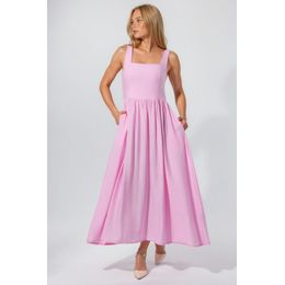 Kombinierbares Midi-Kleid mit quadratischem Kragen