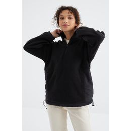 Oversized Halb-Zip Pl&uuml;sch Sweatshirt