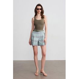 Hochbund-Plissee-Shorts mit G&uuml;rtel