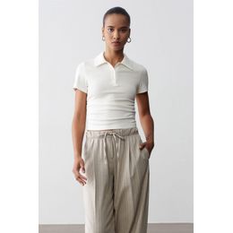 Damen Crop Slim Fit Polo T-Shirt