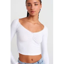 Damen Ripp-Crop-Top T-Shirt