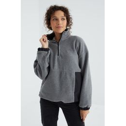 Oversized Halb-Zip Pl&uuml;sch Sweatshirt