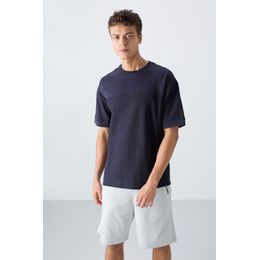 Oversized Baumwollmischung Rundhals-T-Shirt