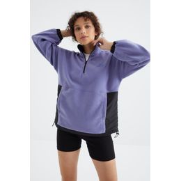Oversized Halb-Zip Pl&uuml;sch Sweatshirt