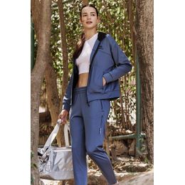 Damen Kapuzen-Zip Sweatshirt und Hose Set