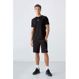 Bedrucktes Baumwoll-Jersey T-Shirt und Shorts Set