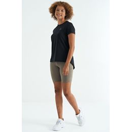 Damen entspanntes Rundhals-T-Shirt mit seitlichen Schlitzen