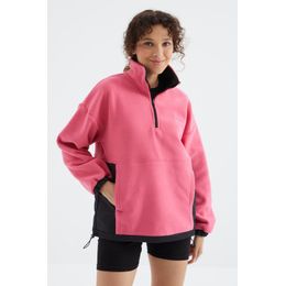 Oversized Halb-Zip Pl&uuml;sch Sweatshirt