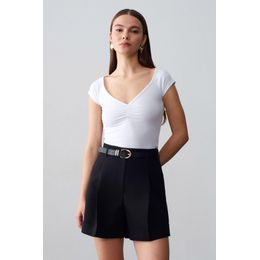 Damen Slim Fit V-Ausschnitt Baumwoll-T-Shirt