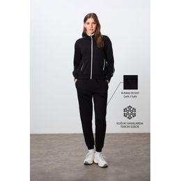 Oversized Zip-Kragen Sweatshirt und Hosen Set