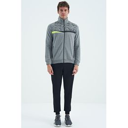 Bedrucktes Sweatshirt- und Hosen-Set mit Rei&szlig;verschlusskragen